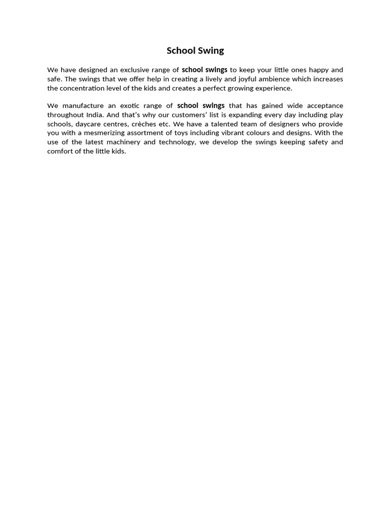 Swings School Swing | PDF