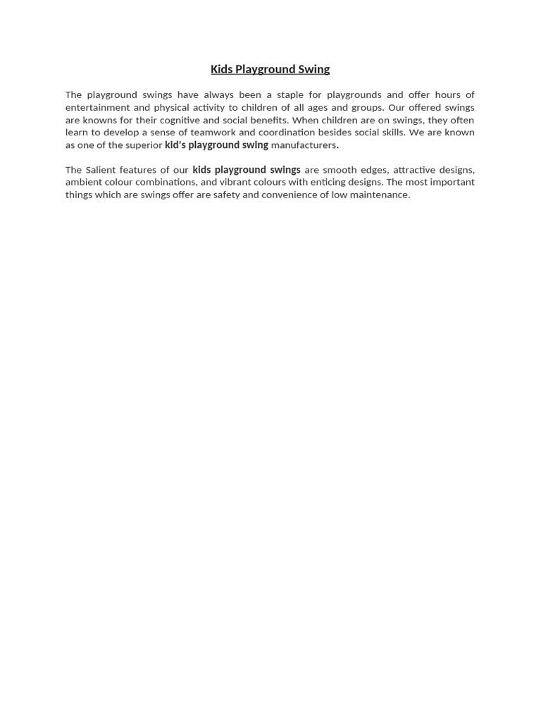 Swings Kids Playground Swing | PDF