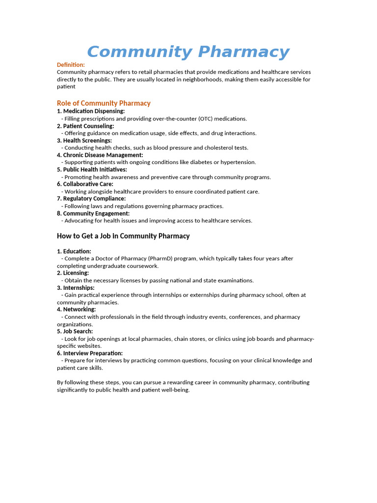 Community Pharmacy | PDF