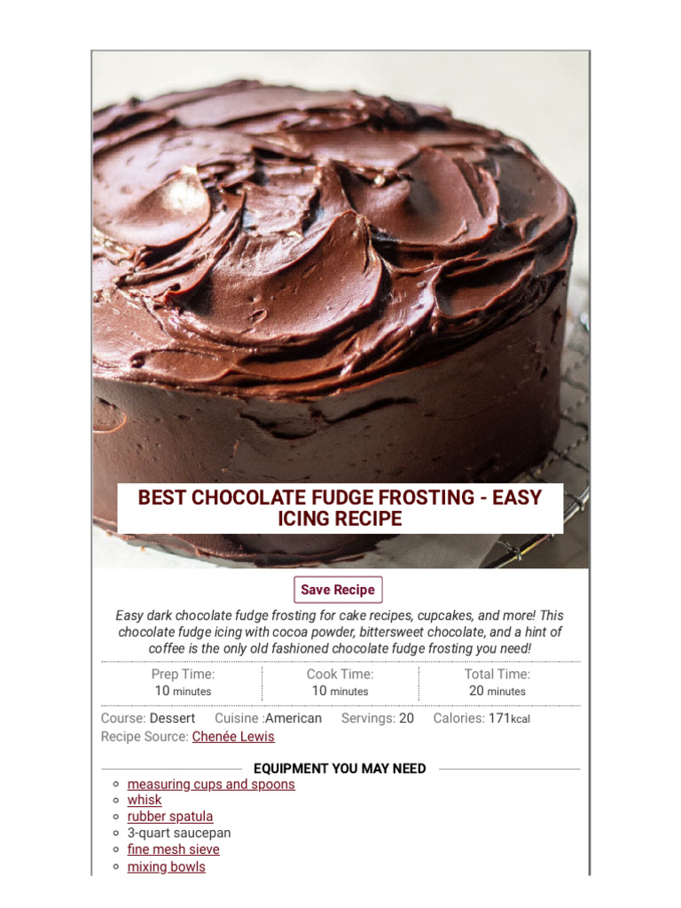 Best Chocolate Fudge Frosting - Easy Icing Recipe - Chenée Today | PDF ...