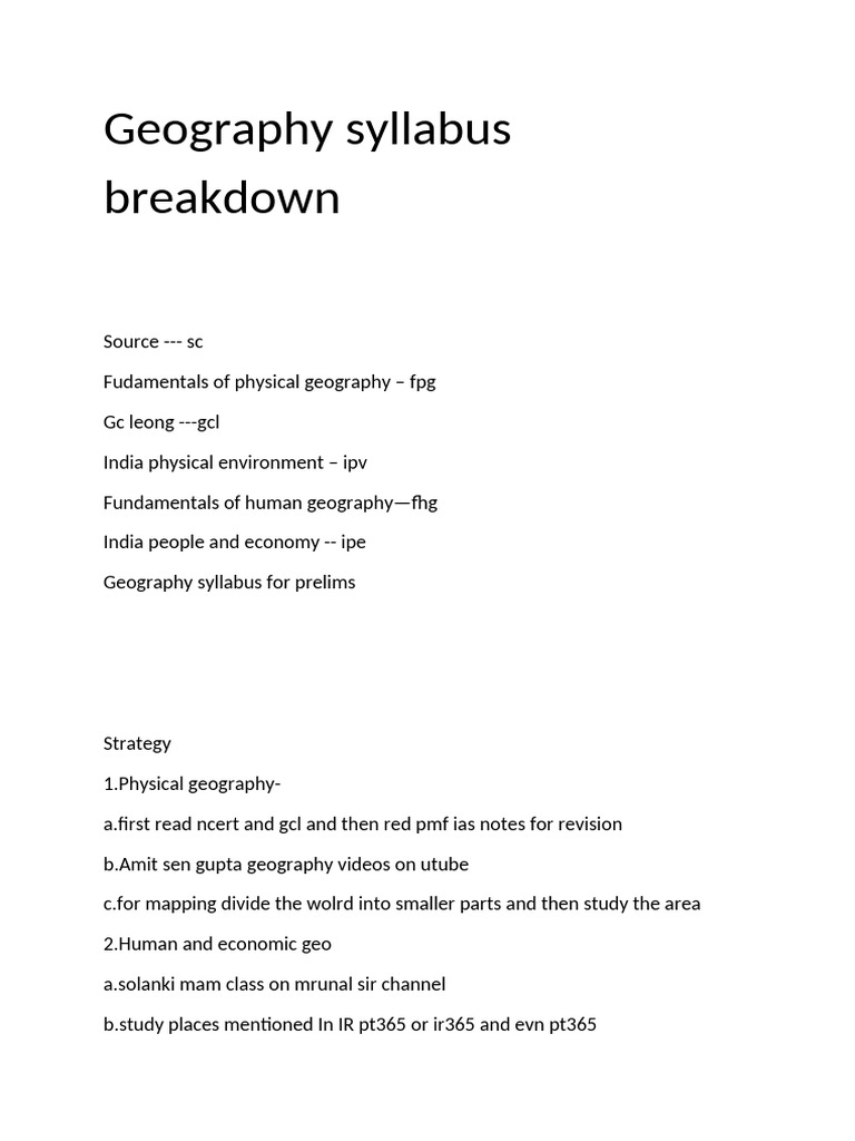 Comprehensive Geography Syllabus Guide | PDF | Oceans | Precipitation