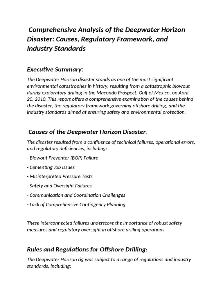 Comprehensive Analysis of The Deepwater Horizon Disaster 2 | PDF
