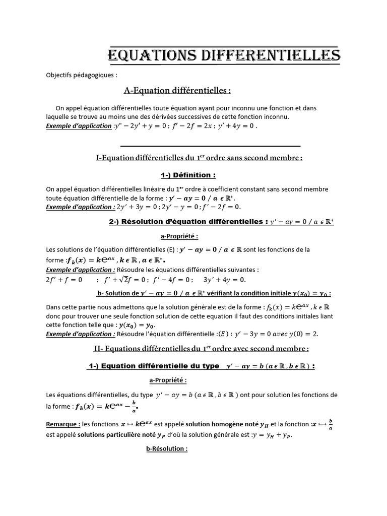 Equations Differentielles | PDF