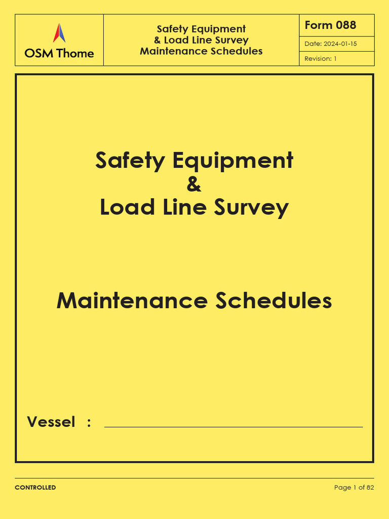 Form 088 - Safety Equipment Load Line Survey Maintenance Schedules | PDF