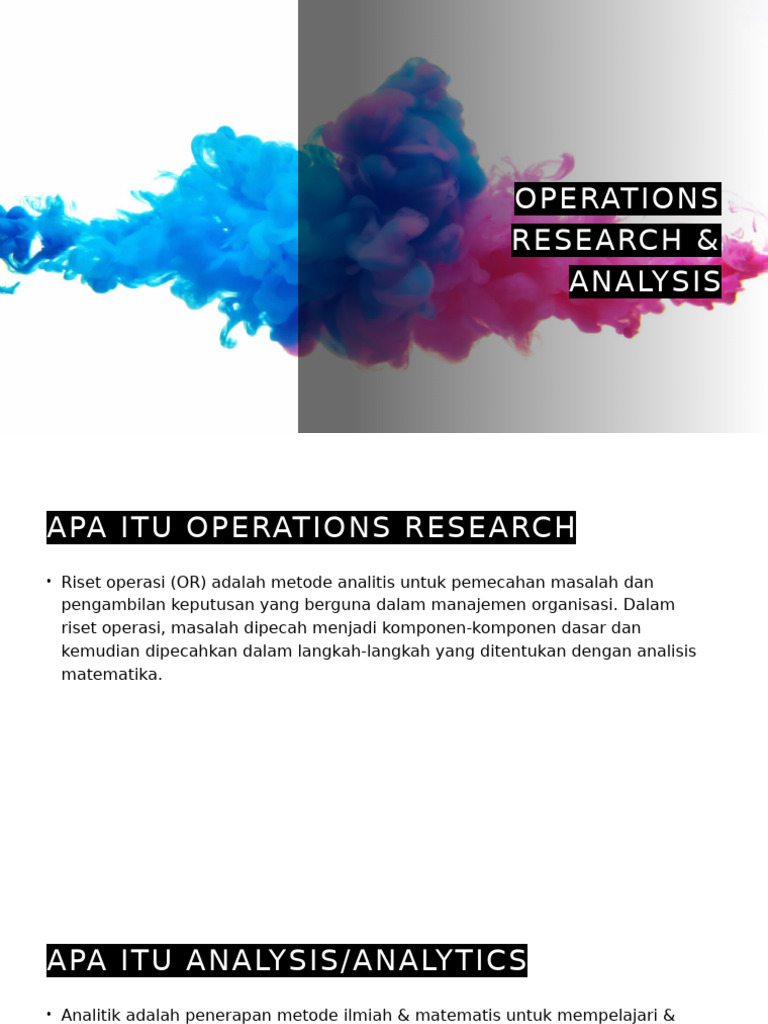 Operations Research & Analysis | PDF