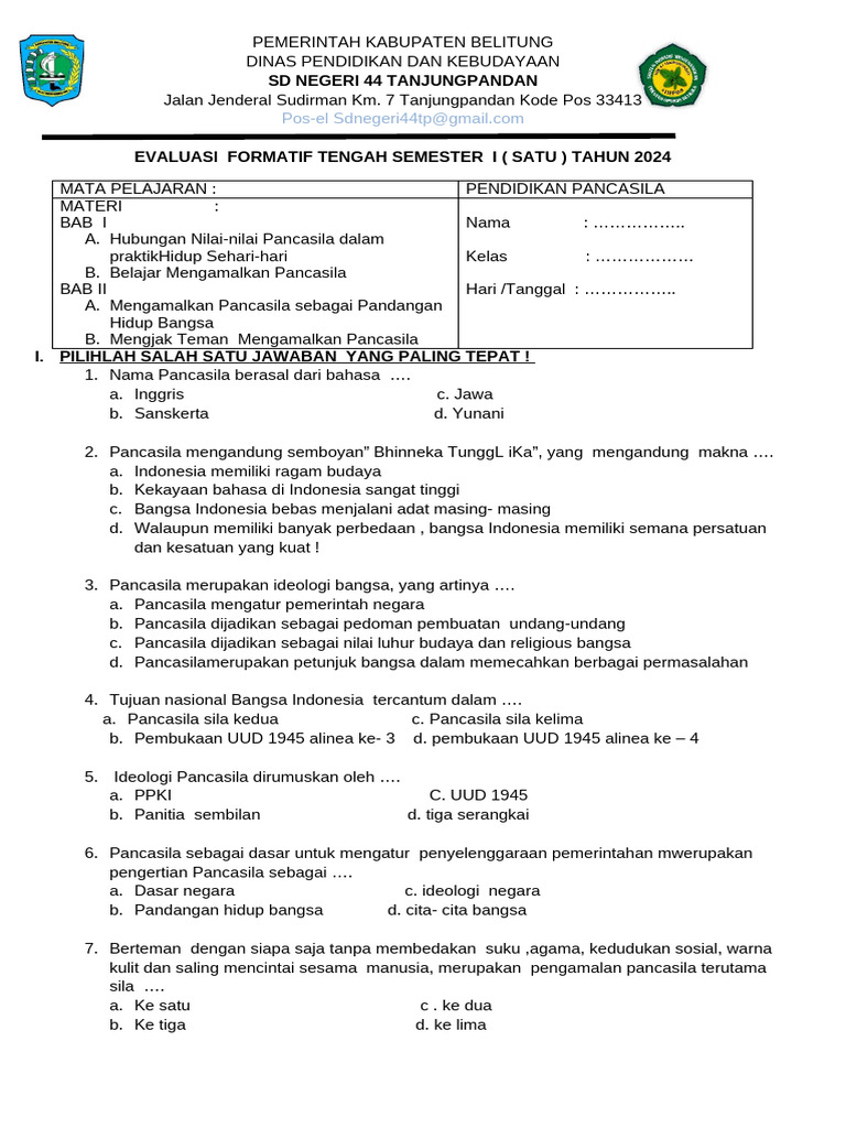 Soal Uts Kels 6 Kumer | PDF