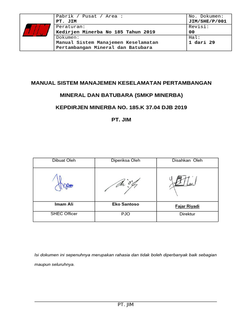 B.1 Manual SMKP - PT JIM | PDF