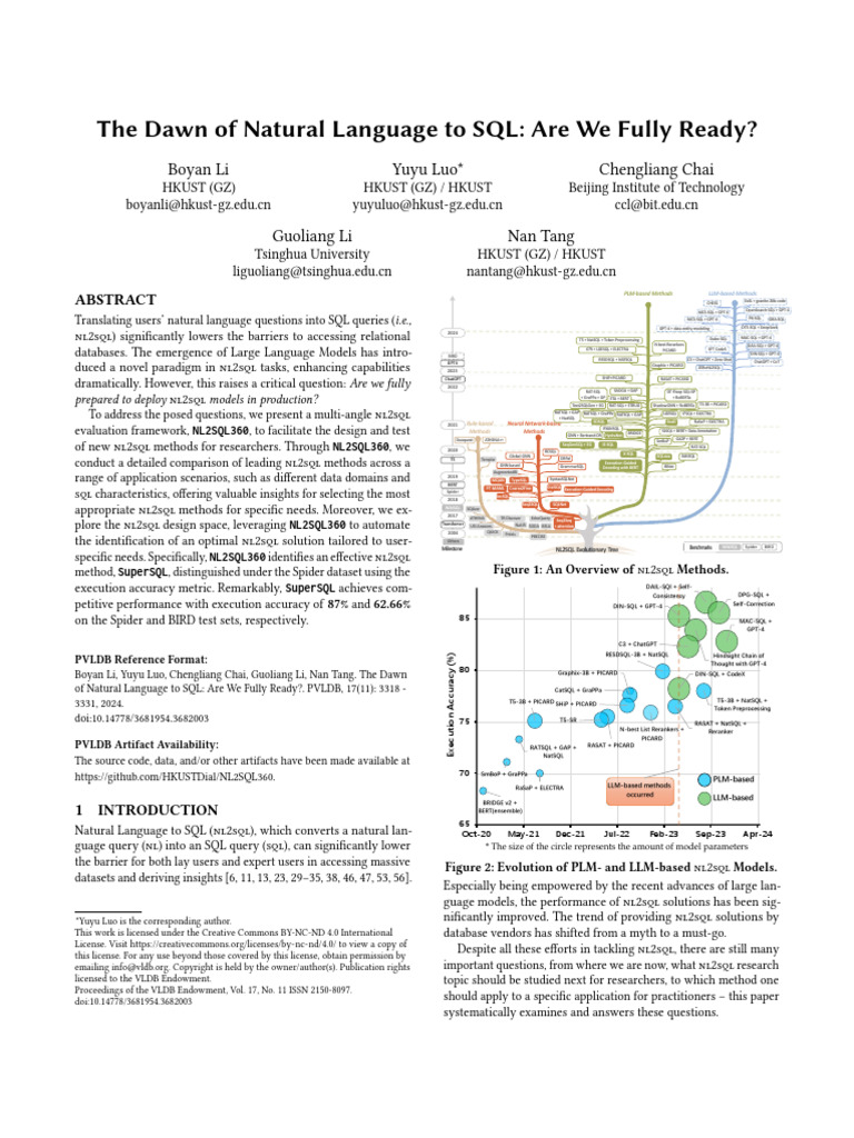 The Dawn of Natural Language To SQL: Are We Fully Ready?: Boyan Li Yuyu ...