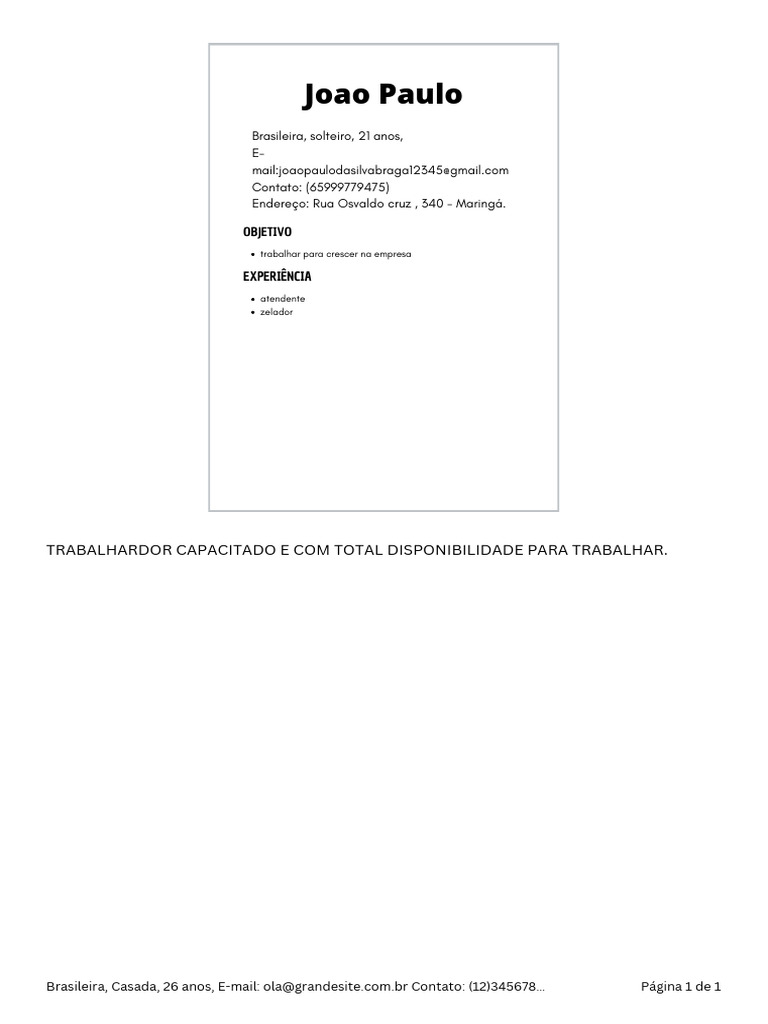 Brasileira, Casada, 26 Anos, E-Mail Ola@Grandesite - Com.br Contato (12 ...