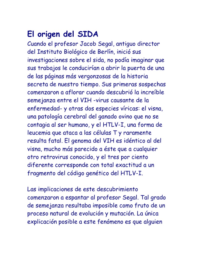El Origen Del SIDA | PDF | VIH / SIDA | Virus