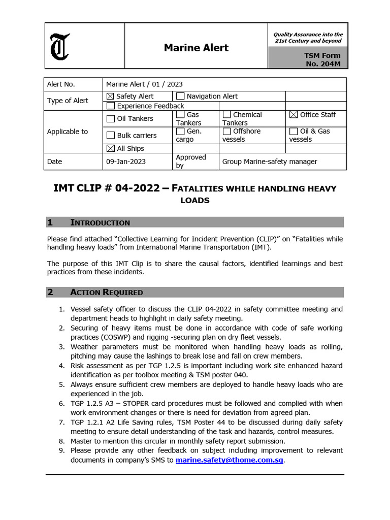 Marine Alert 01 - 2023 | PDF