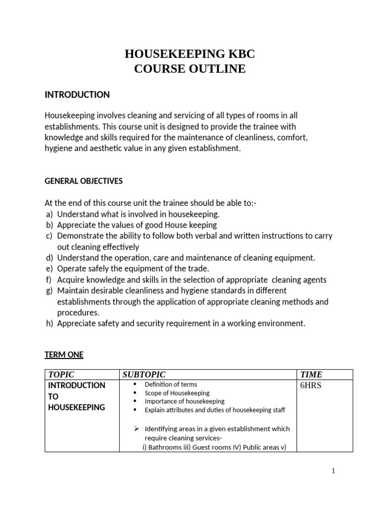 Housekeeping Manual KBC | PDF