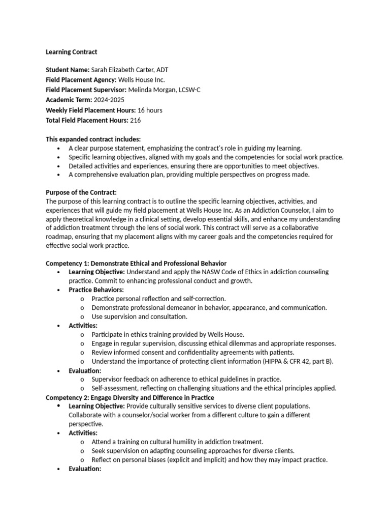 Learning Contract | PDF