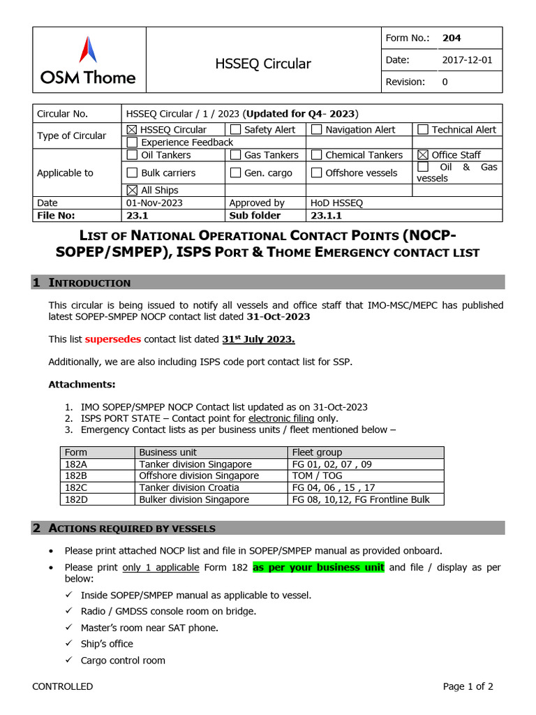 HSSEQ Circular 01-2023 - Q4 | PDF