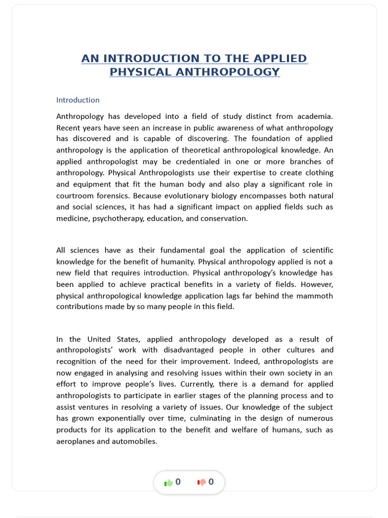 An Introduction To The Applied Physical Anthropology | PDF