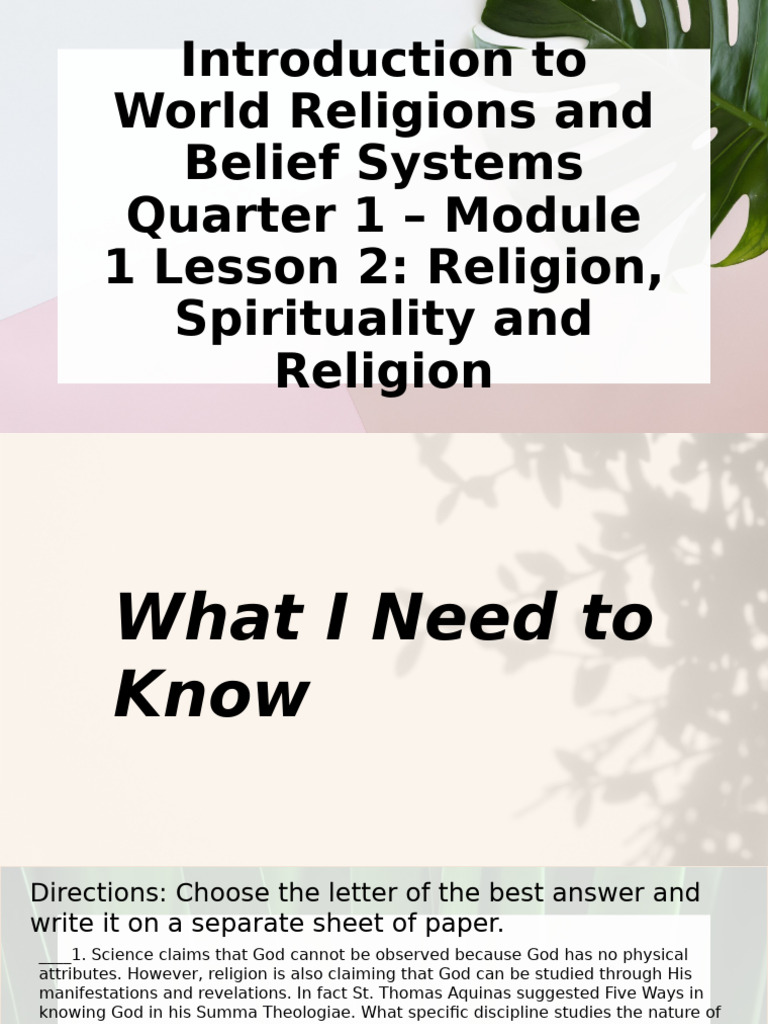 Understanding Religion and Spirituality | PDF | Theology | Philosophy