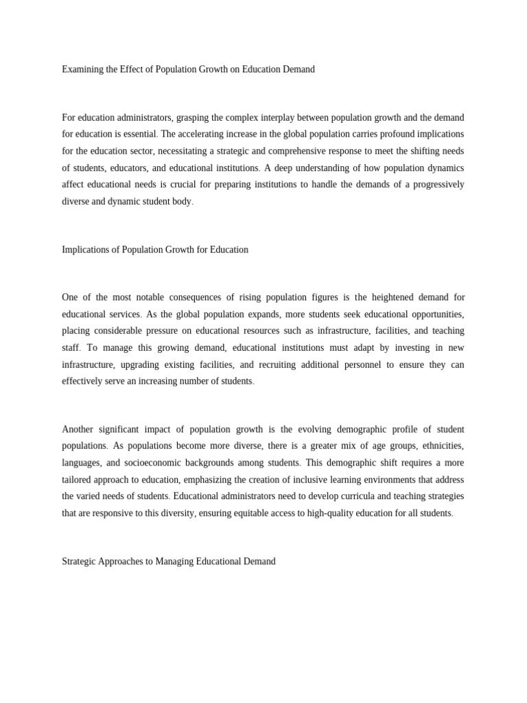 Examining The Effect of Population Growth On Education Demand | PDF