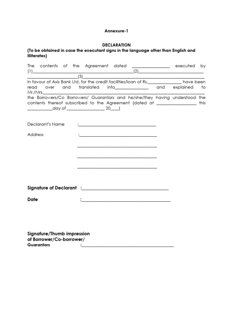 Vernacular Annexure 1-Declaration | PDF