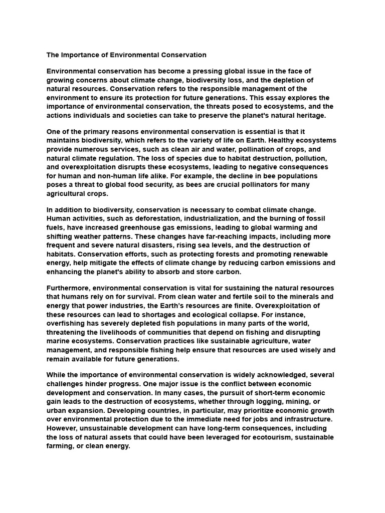 The Importance of Environmental Conservation | PDF