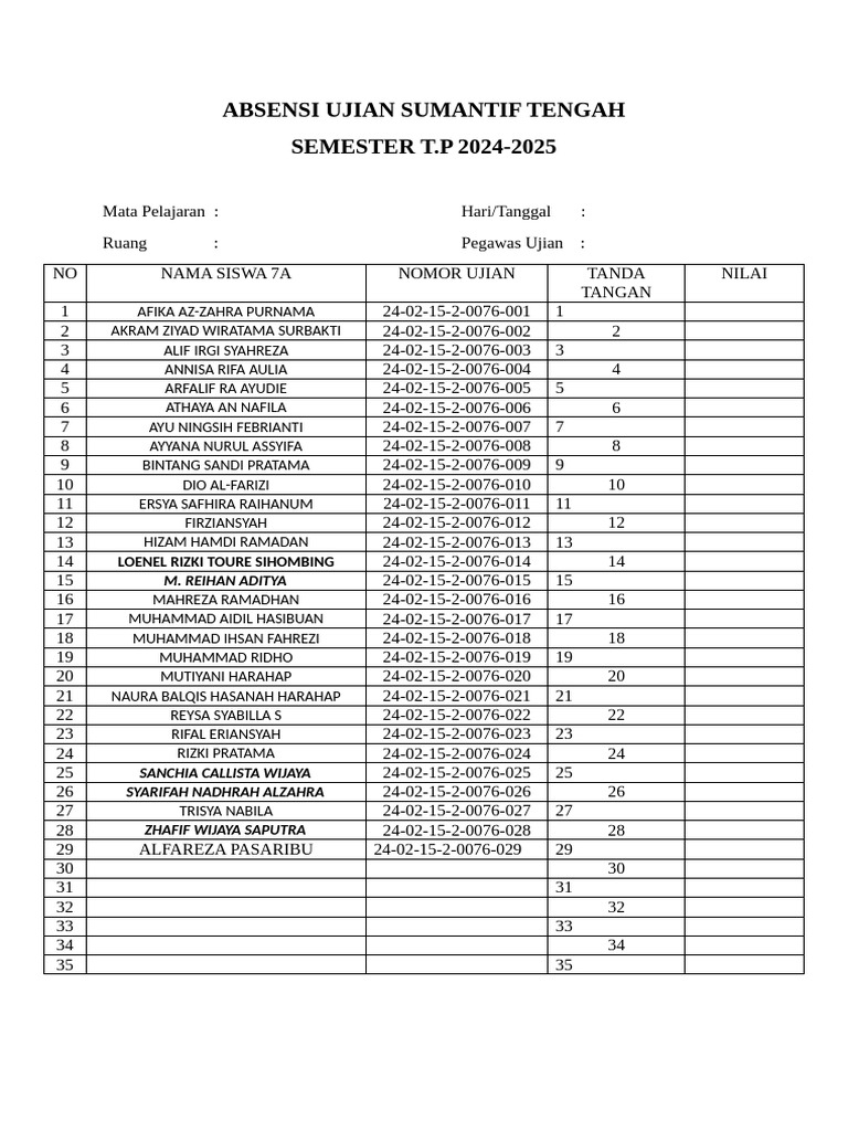 Absensi Sts Fix | PDF