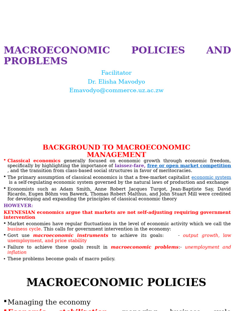 Macroeconomic Policies Overview | PDF | Macroeconomics | Recession