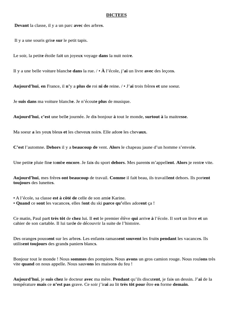 Dictées Ce1 | PDF