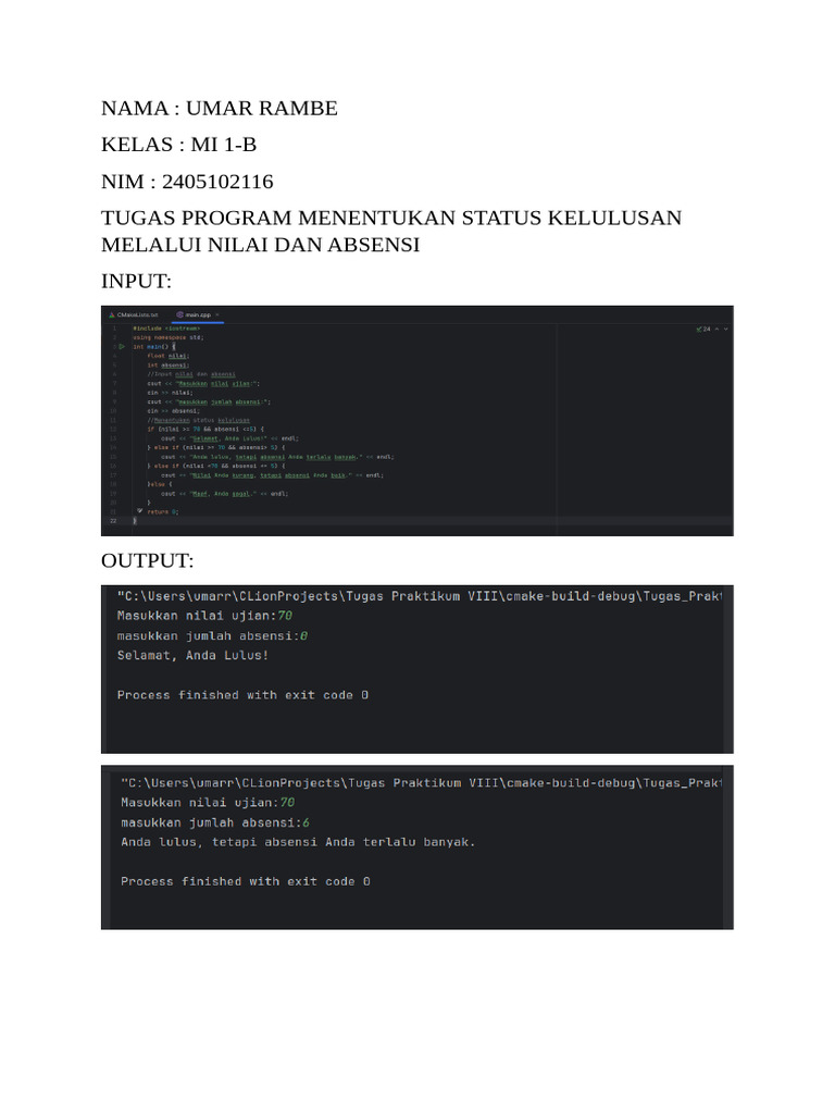Tugas Praktikum 4 Program Menentukan Kategori Usia | PDF