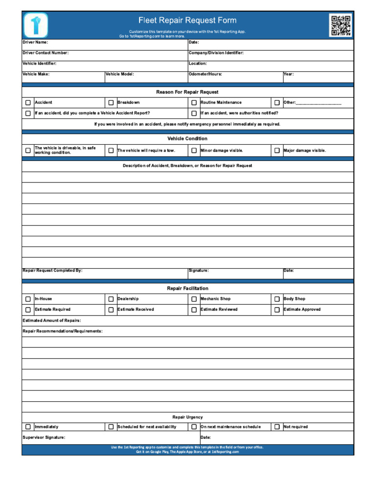 40 Fleet Repair Request Form | PDF