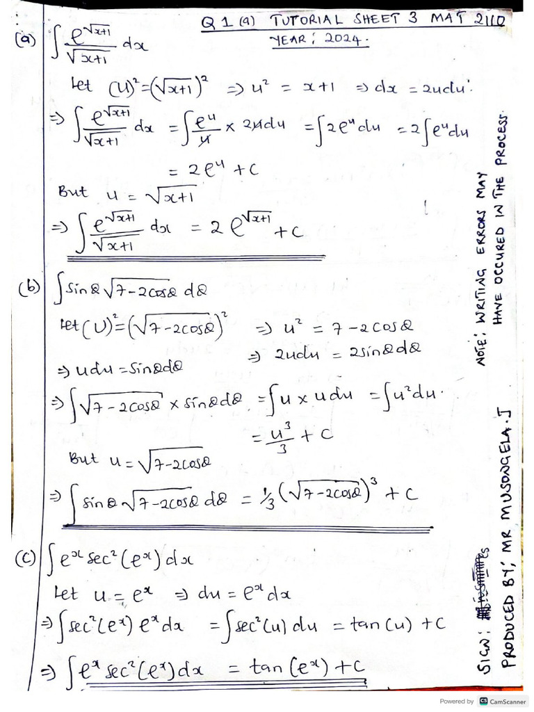 Complete Mat 2110 Tutorial Sheet 3 (2024) Updated Solutions.-1 | PDF