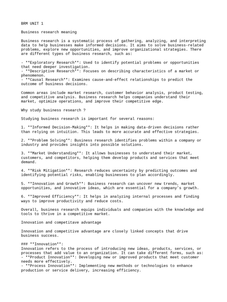 BRM Unit 1 | PDF