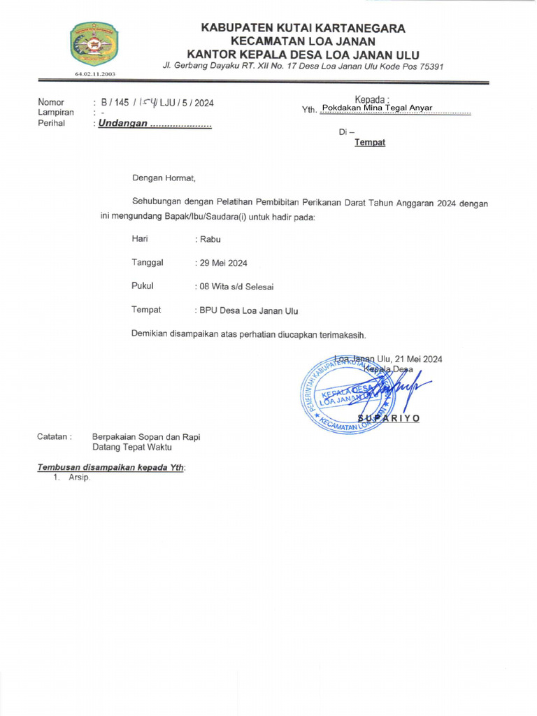Undangan Pelatihan Pembibitan Perikanan Darat | PDF Undangan Pelatihan Pembibitan Perikanan Darat | PDF