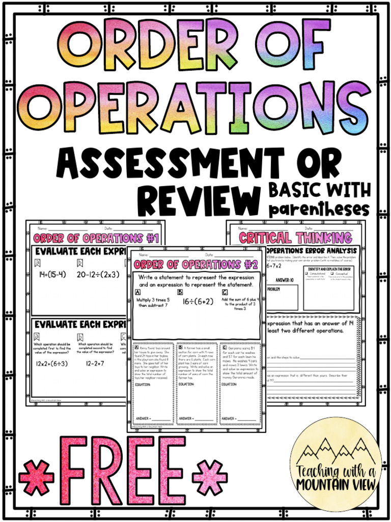 Order of Operations BASIC Quiz | PDF