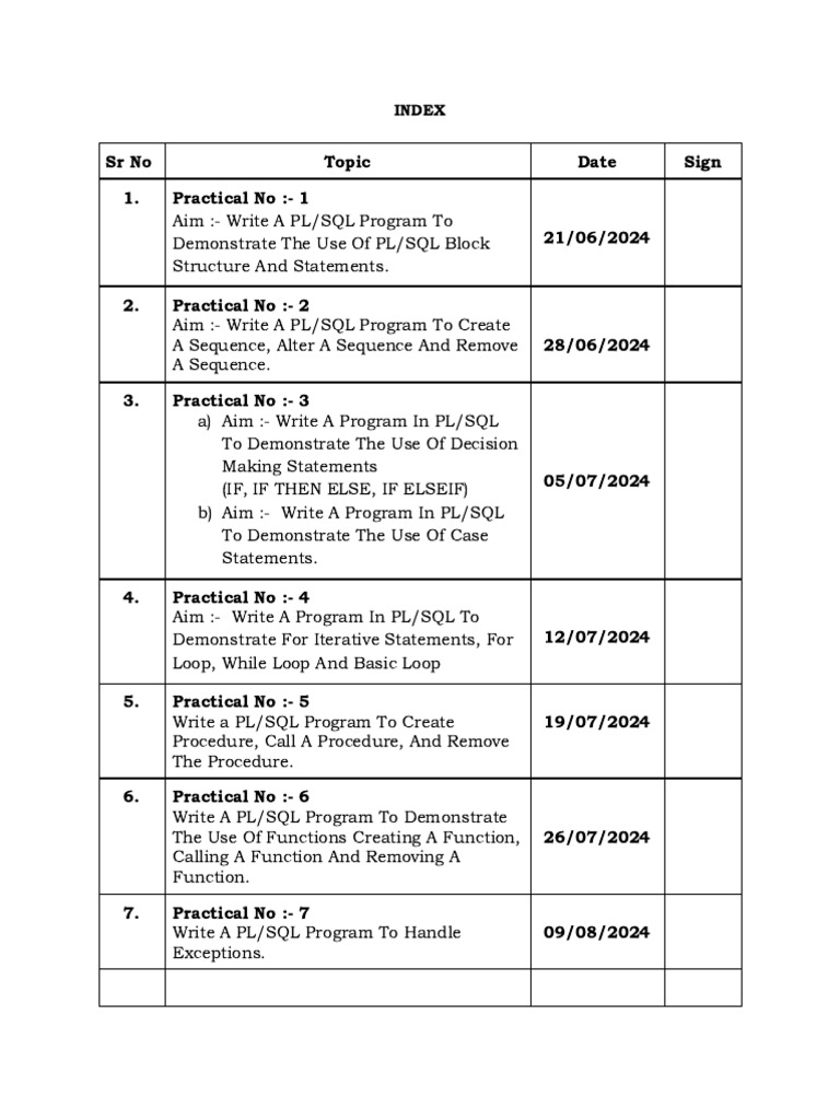 Sycs Advance Database Management System Practicals Semester - Iii | PDF | Pl/Sql | Control Flow