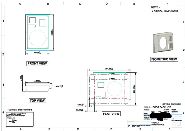 Front View Isometric View: Critical Dimensions | PDF