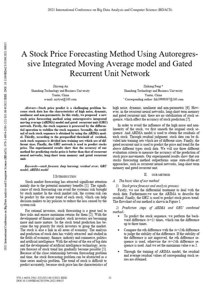A Stock Price Forecasting Method Using Autoregressive Integrated Moving