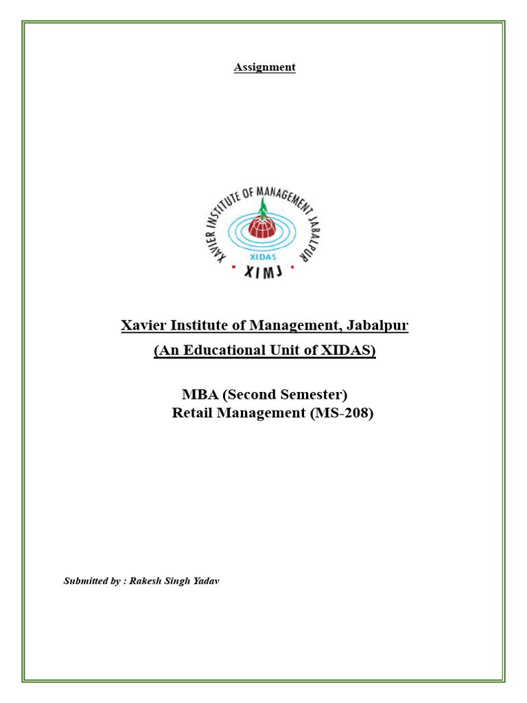 MBA-II SEM Assignment - Retail Management-208 | PDF