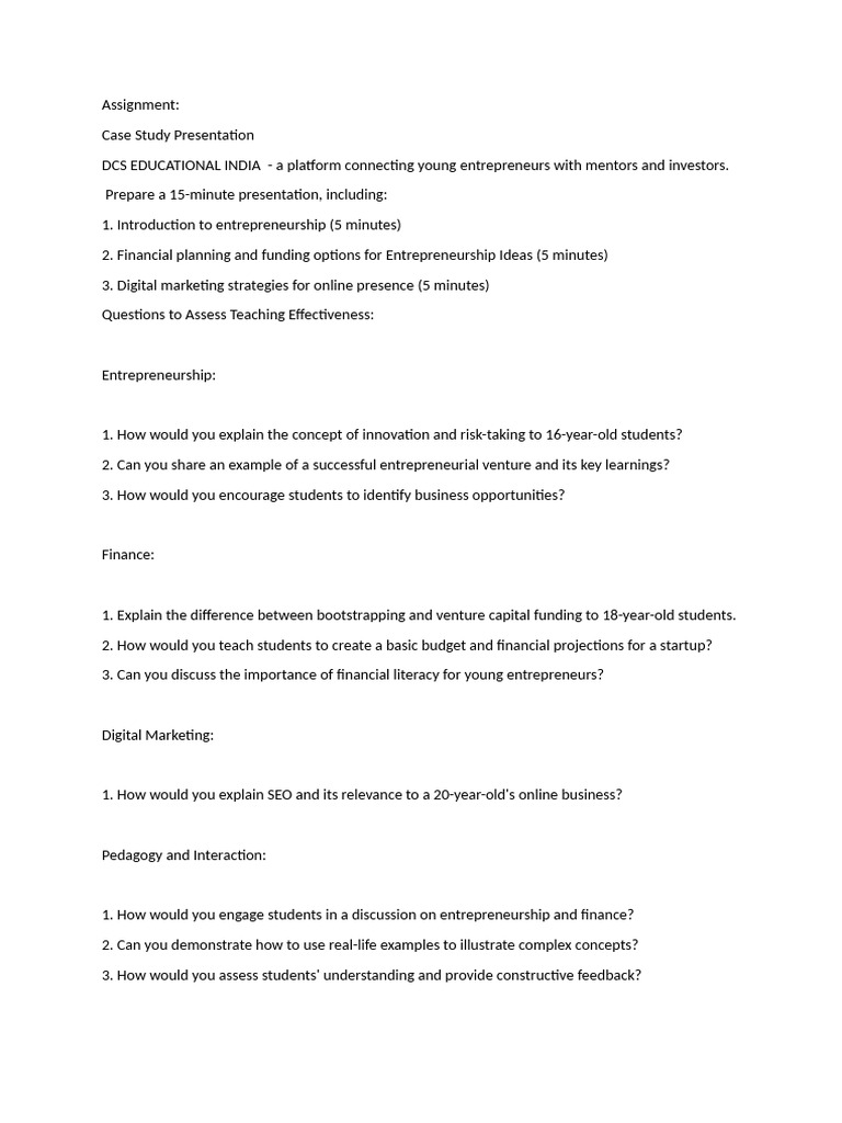 Teaching Assignment | PDF