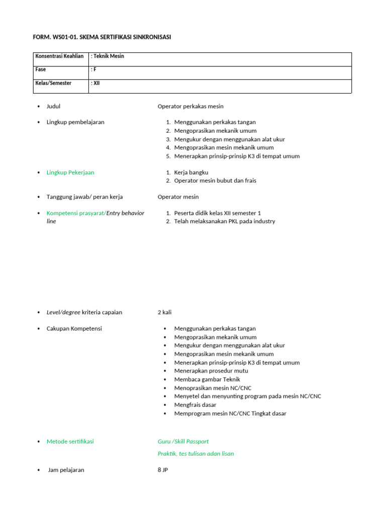 Form. WS01-01. LK-Skill Set | PDF