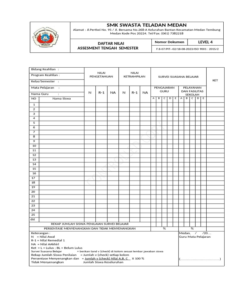 Form - Nilai Ats | PDF