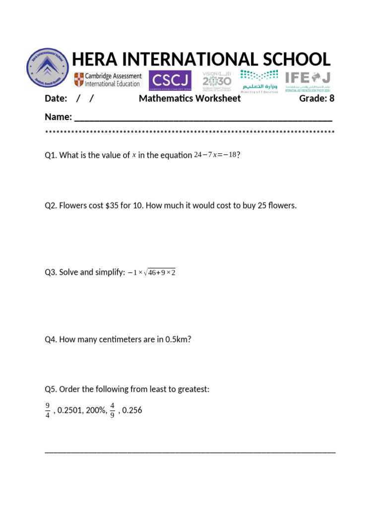 Mental Math (g8) | PDF