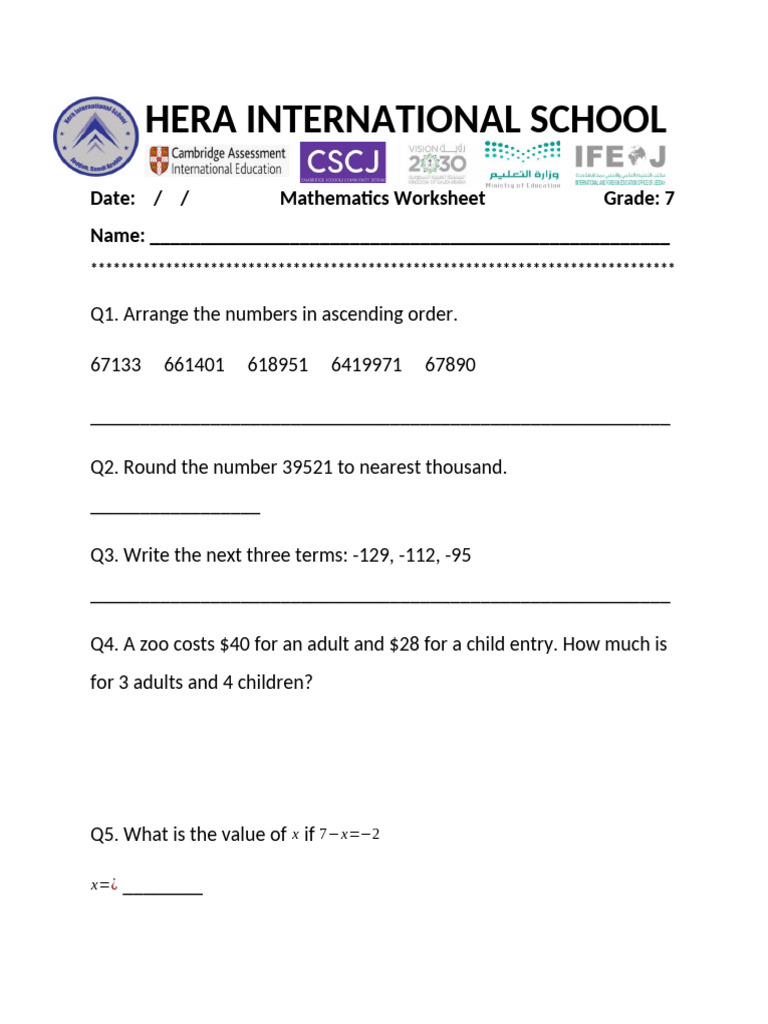 Mental Math (G7) | PDF