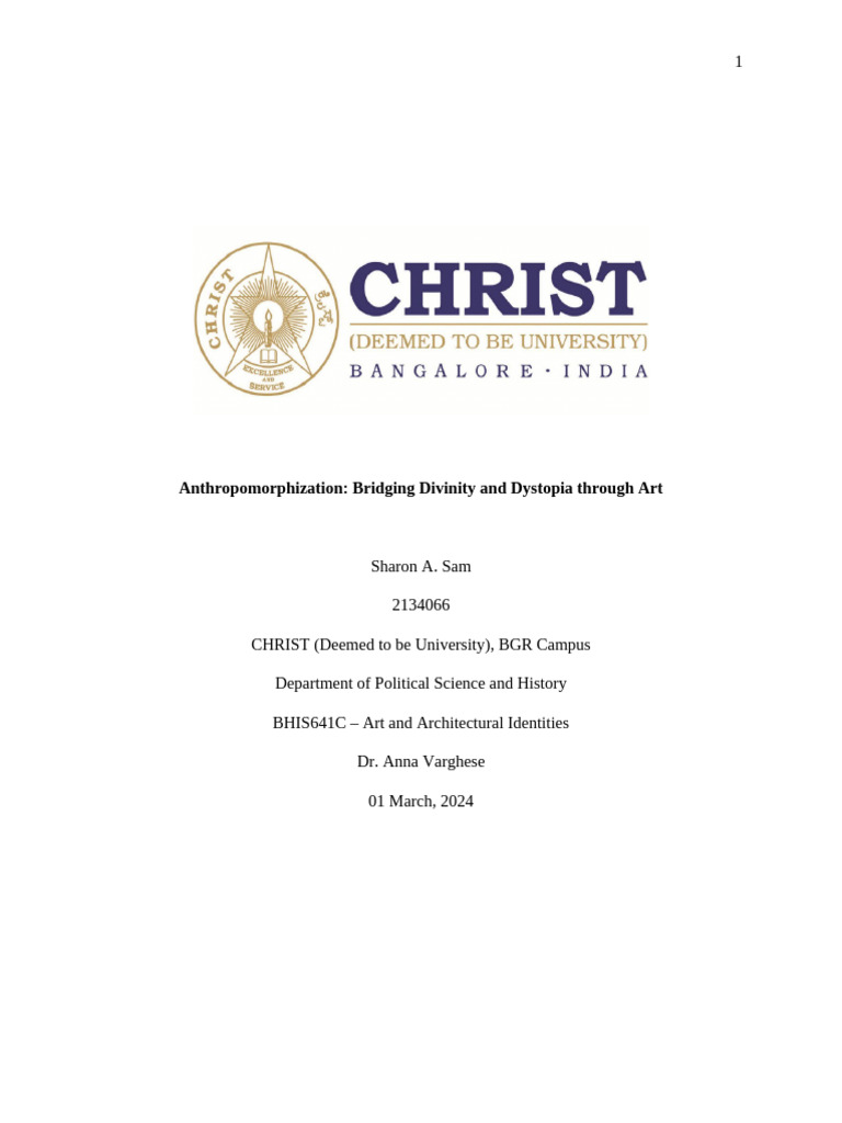 Anthropomorphization: Bridging Divinity and Dystopia Through Art | PDF