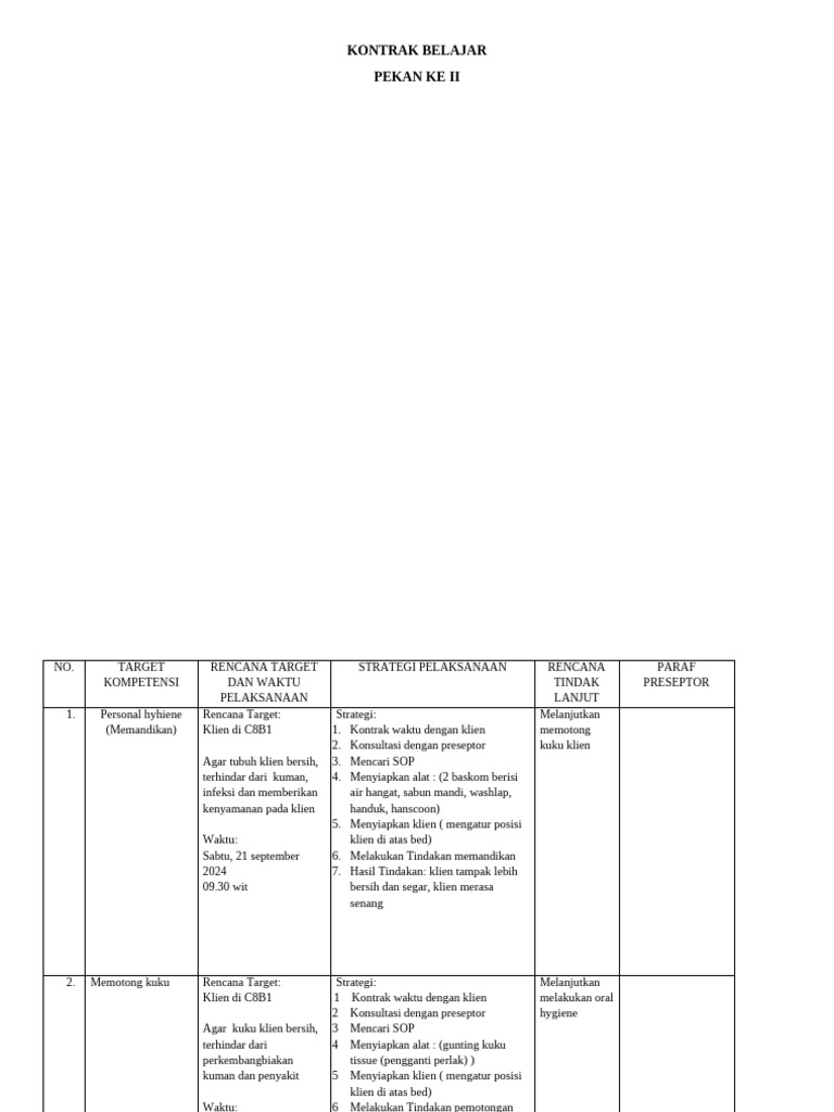 Kontrak Belajar | PDF