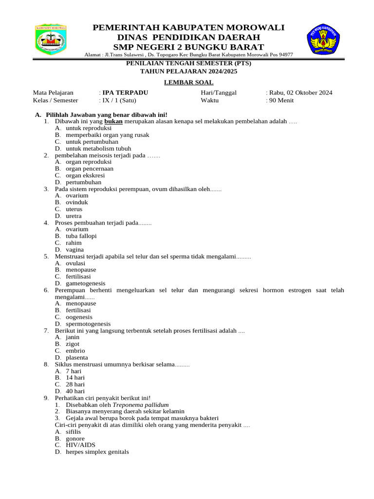Soal Mid IPA Kelas IX | PDF