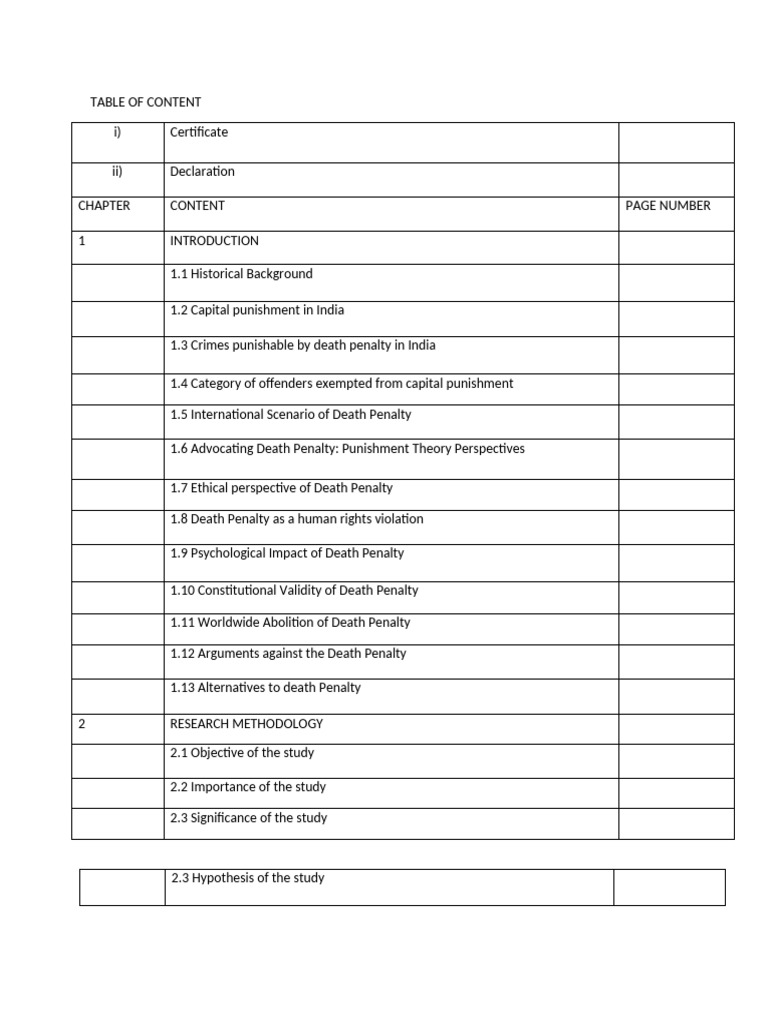 Chapterisation Table | PDF