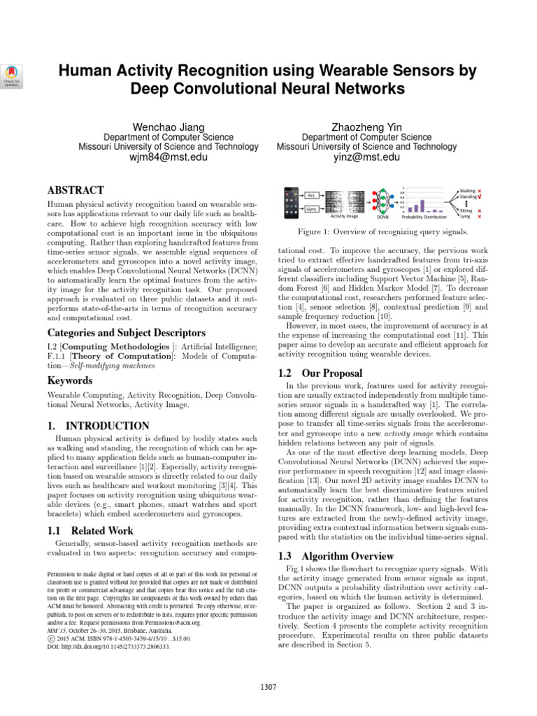 Human Activity Recognition Using Wearable Sensors By Deep Convolutional Neural Networks Pdf