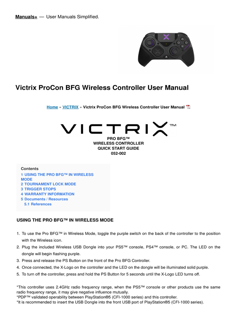 Procon BFG Wireless Controller Manual | PDF