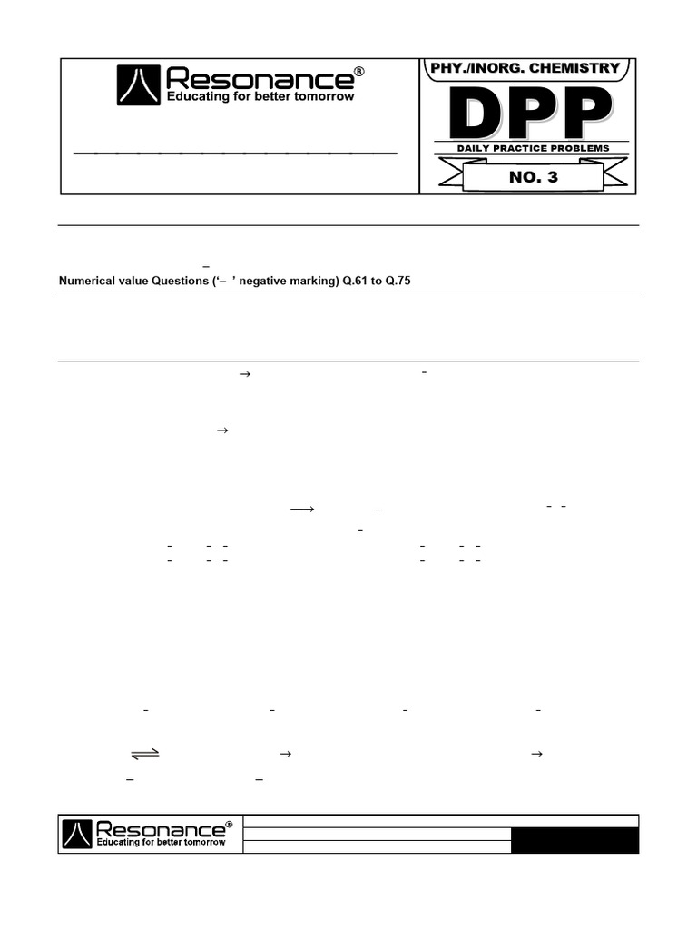 DPP No. 3 - CHEMISTRY | PDF