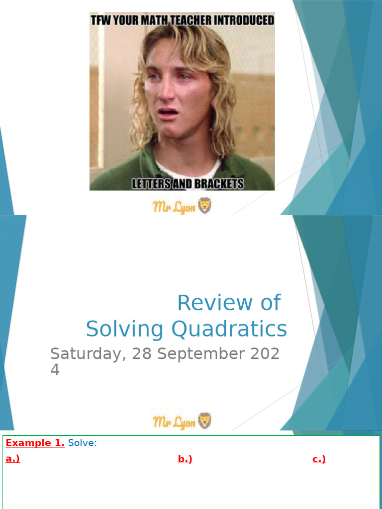 Review of Solving Quadratics | PDF