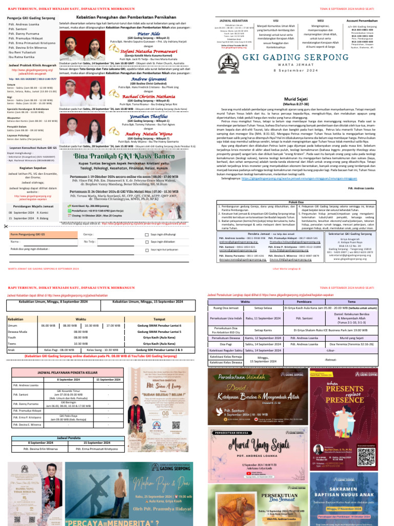 Gki Gading Serpong Gki Gading Serpong: Kebaktian Peneguhan Dan Pemberkatan Pernikahan | PDF